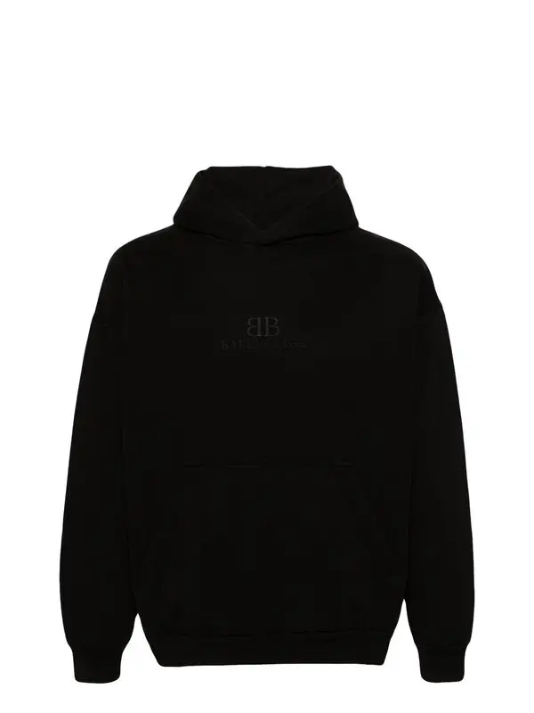 Balenciaga Hooded Sweatshirt With Embroidered Logo - Black