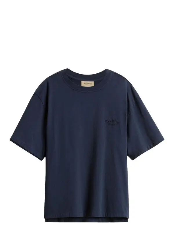 Woolrich Logo Cotton T-shirt - Blue