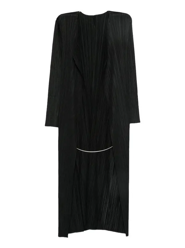 Issey Miyake Pleated Long Cardigan - Black