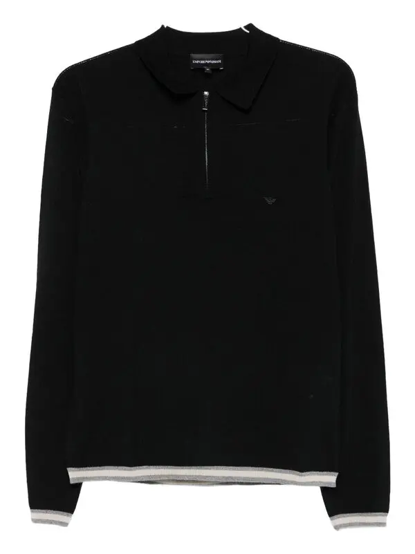 Emporio Armani Wool Polo Shirt - Black
