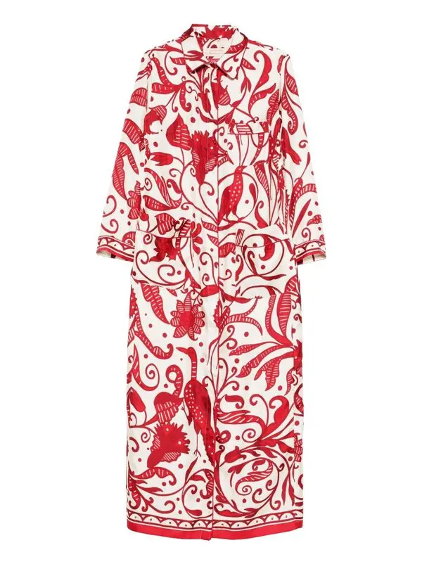 F.R.S FOR RESTLESS SLEEPERS Printed Silk Shirtdress - White