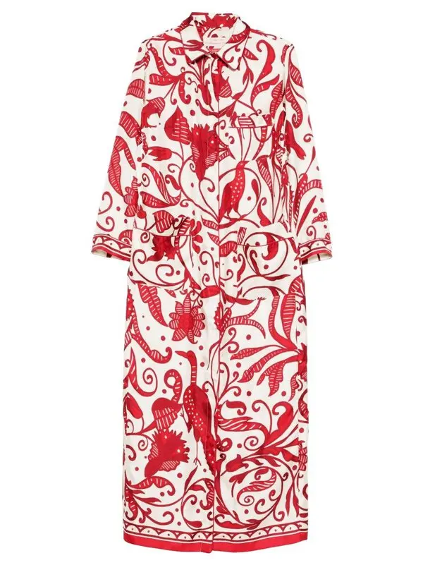 F.R.S FOR RESTLESS SLEEPERS Printed Silk Shirtdress - White