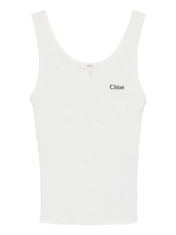 Chloé Logo Cotton Tank Top - White