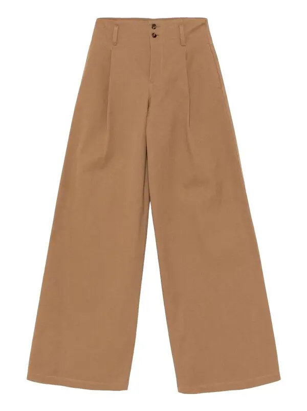 Chloé Cotton Wide-leg Trousers - Brown