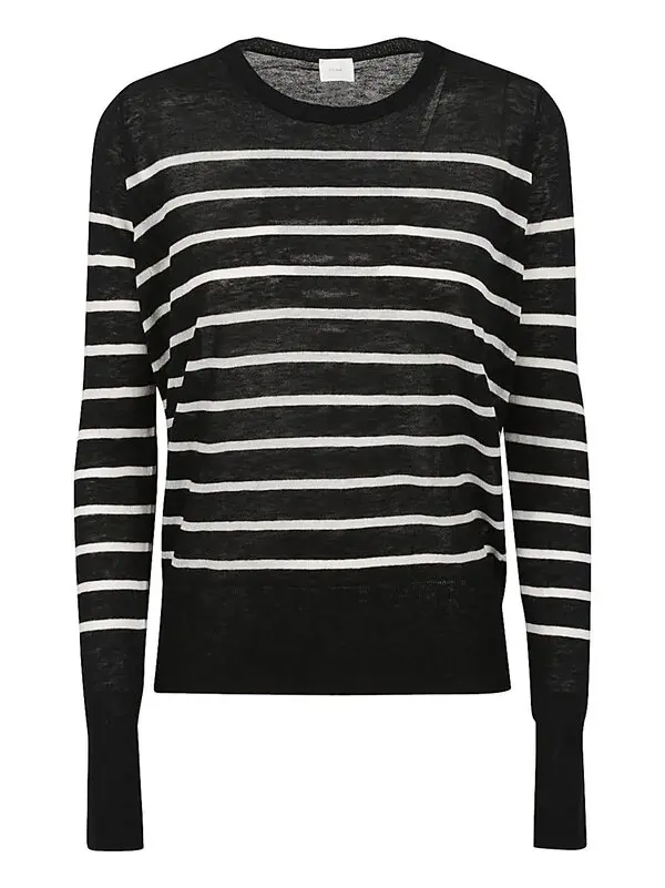 CT PLAGE Wool Striped Sweater - Black