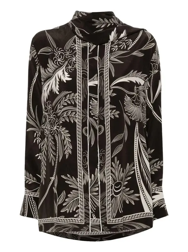 F.R.S FOR RESTLESS SLEEPERS Printed Silk Shirt - Brown