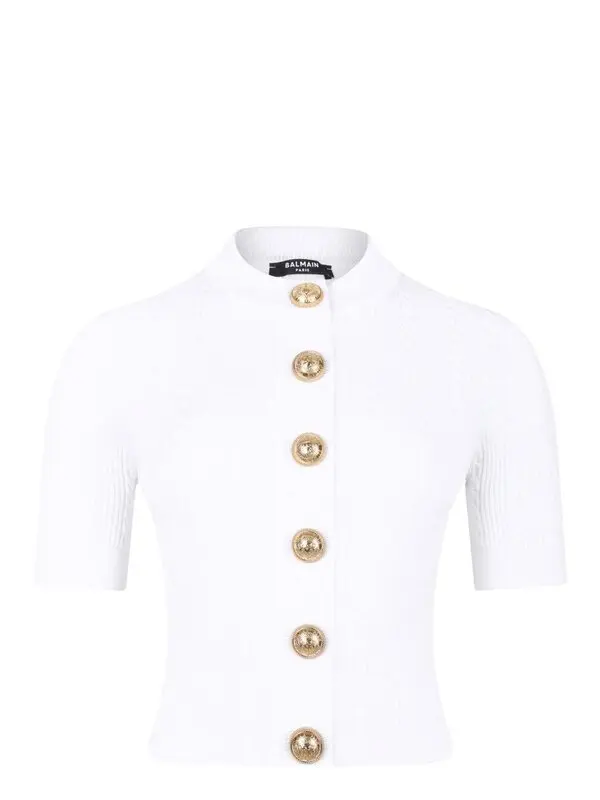Balmain Crewneck Cardigan - White