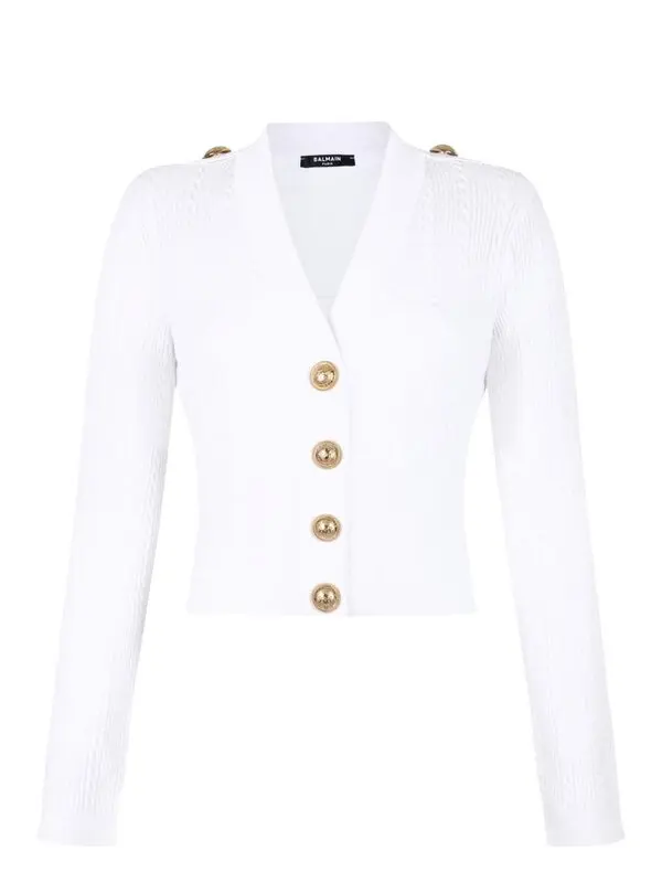Balmain V-neck Cardigan - White