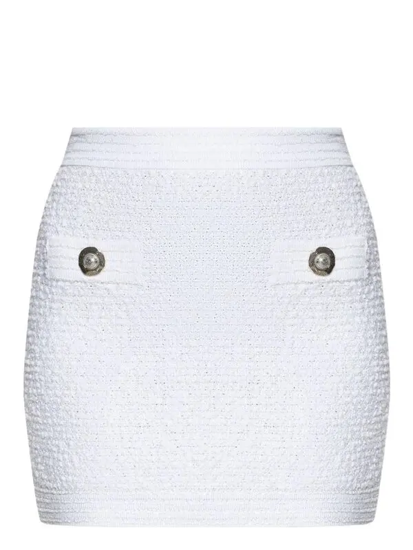 Balmain Tweed Mini Skirt - White