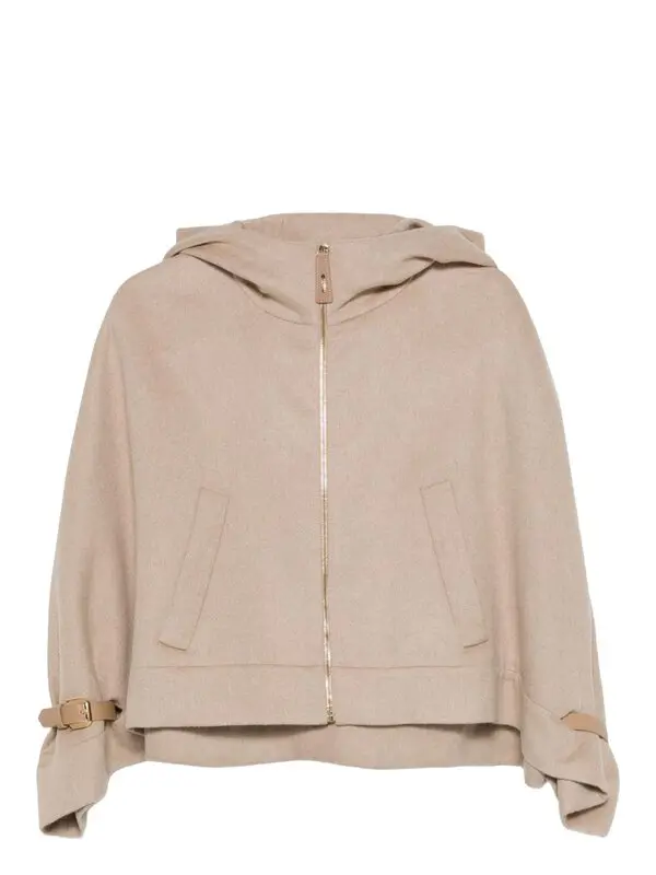 Max Mara Wool Hooded Cape - Beige