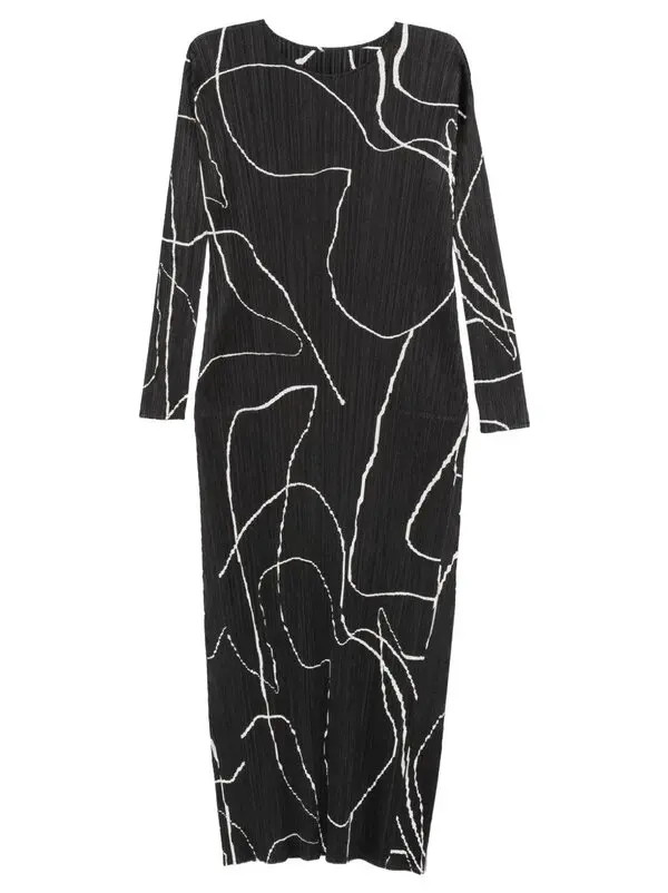 Issey Miyake Pleated Long Dress - Black