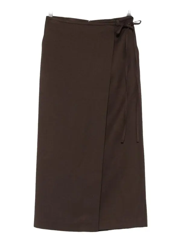 DUNST Midi Wrap Skirt - Brown