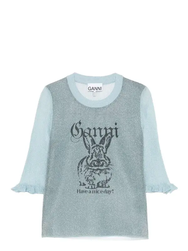 GANNI Crewneck Top - Sky Blue