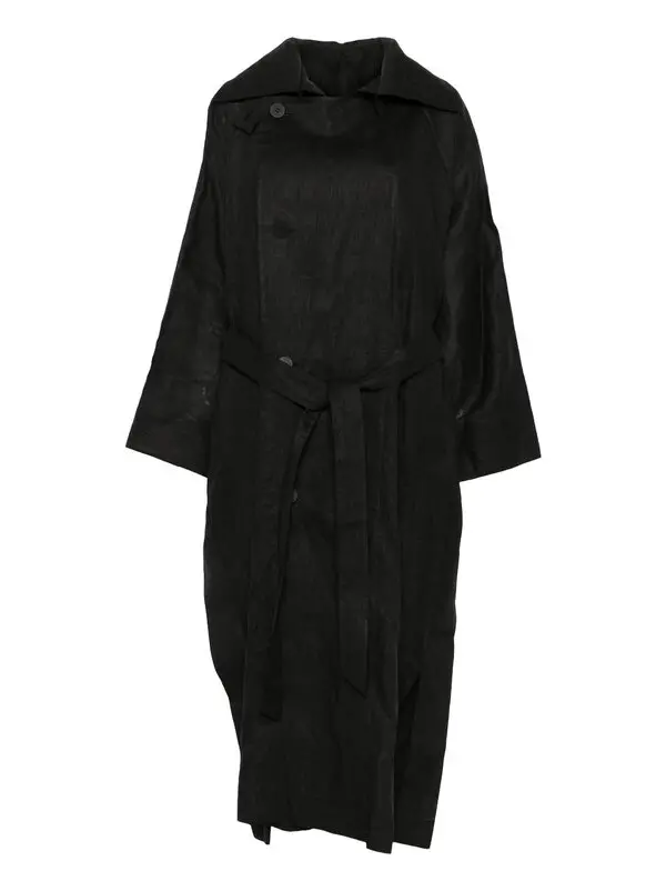 Issey Miyake Long Double-breasted Coat - Black
