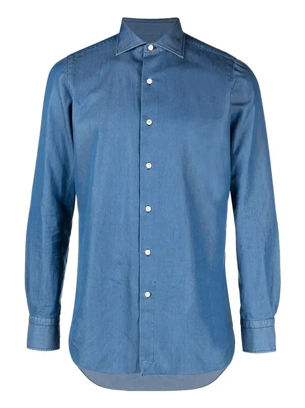 FINAMORE 1925 Napoli Cotton Shirt - Sky Blue
