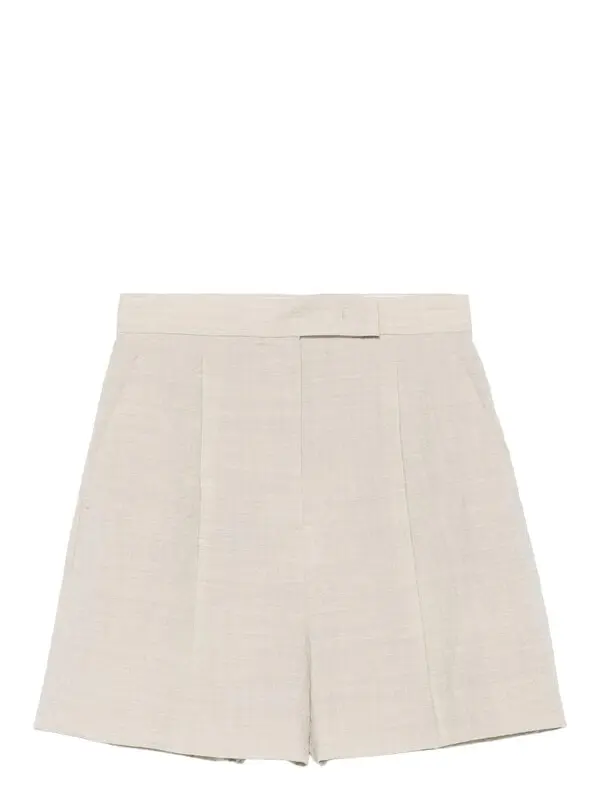 Max Mara Wool Pleated Shorts - Beige