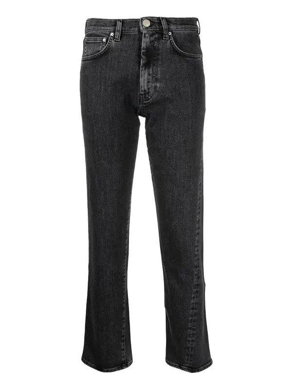TOTEME Organic Cotton Blend Twisted-seam Straight-leg Cropped Jeans - Grey