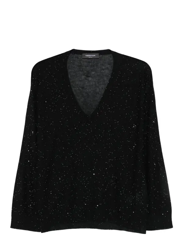 Fabiana Filippi Wool V-neck Sweater - Black