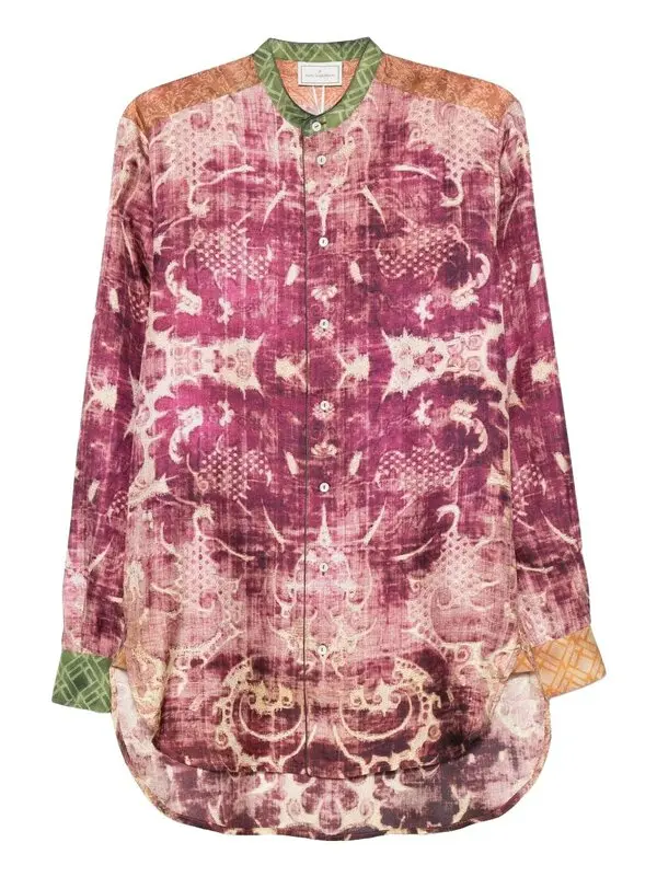 PIERRE-LOUIS MASCIA Printed Silk Shirt - Purple