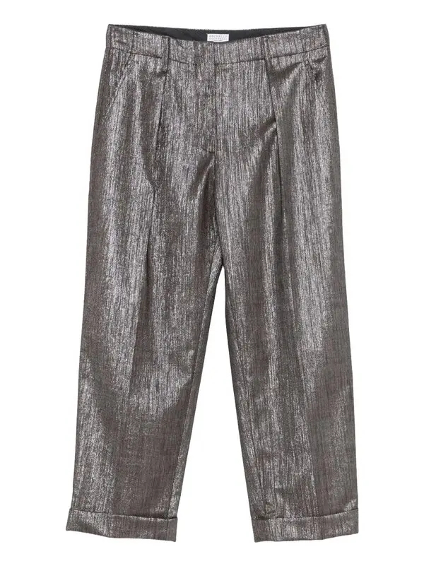 Brunello Cucinelli Wool Blend Trousers - Silver