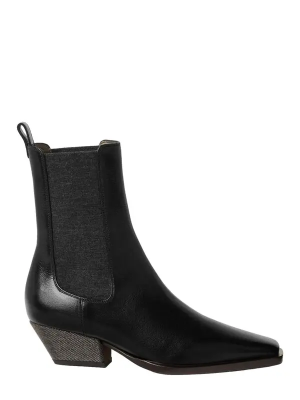 Brunello Cucinelli Leather Ankle Boots - Black