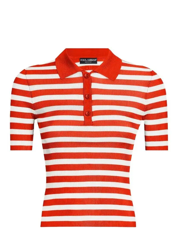 Dolce & Gabbana Striped Polo Shirt - Red