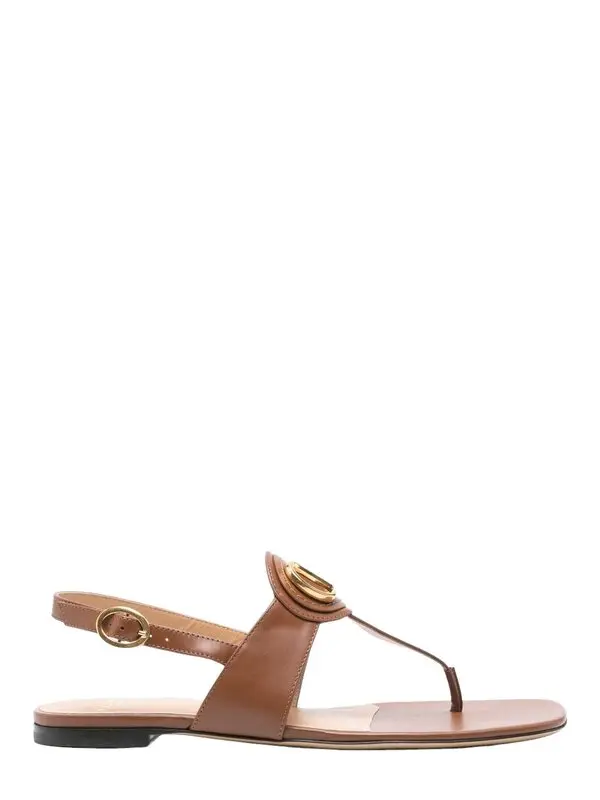 Valentino Garavani Vlogo Signature Leather Thong Sandals - Brown