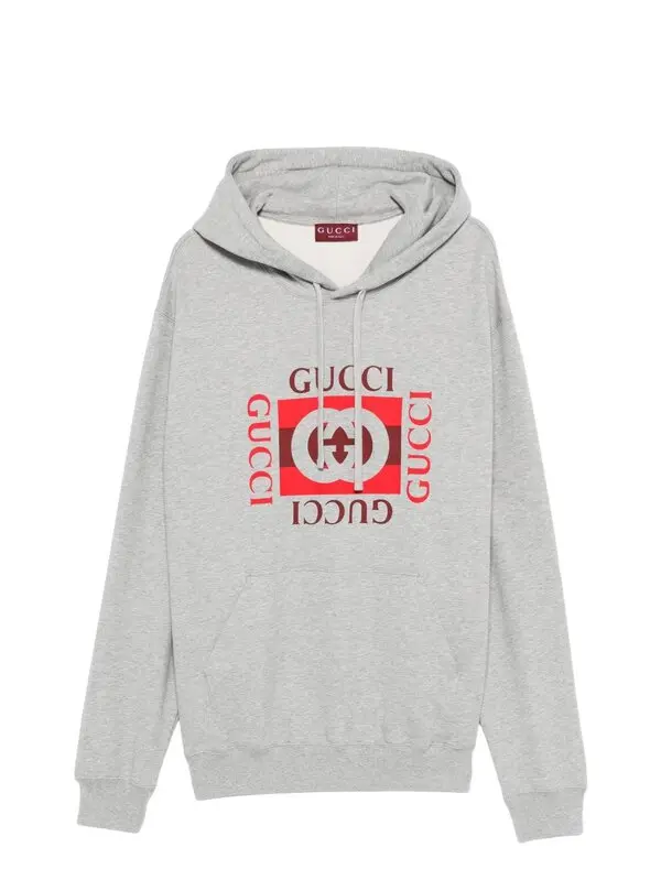 Gucci Logo Cotton Hoodie - Grey