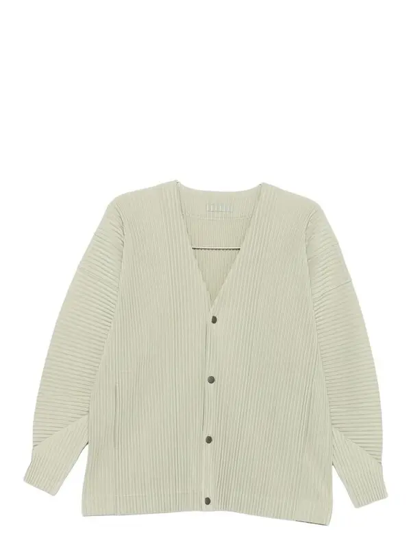 Issey Miyake Pleated V-neck Cardigan - Green