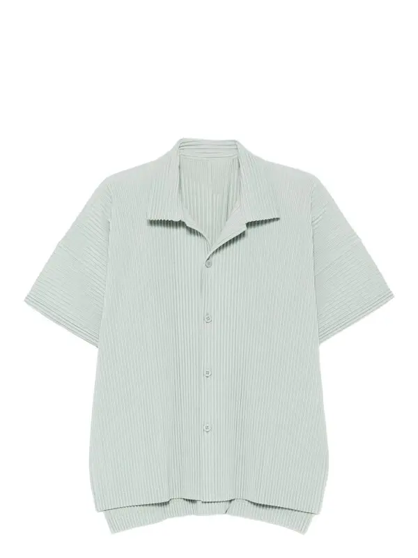 Issey Miyake Pleated Polo Shirt - Sky Blue