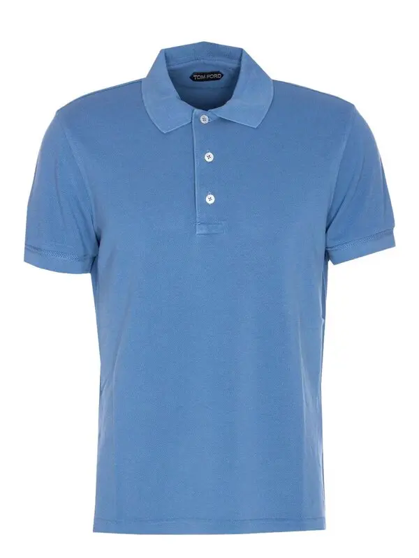 TOM FORD Lyocell Piquet Polo Shirt - Sky Blue