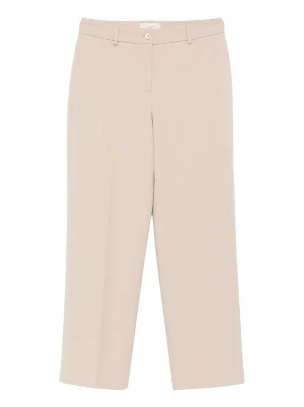 VIA MASINI 80 Wool Blend Straight Leg Trousers - Beige