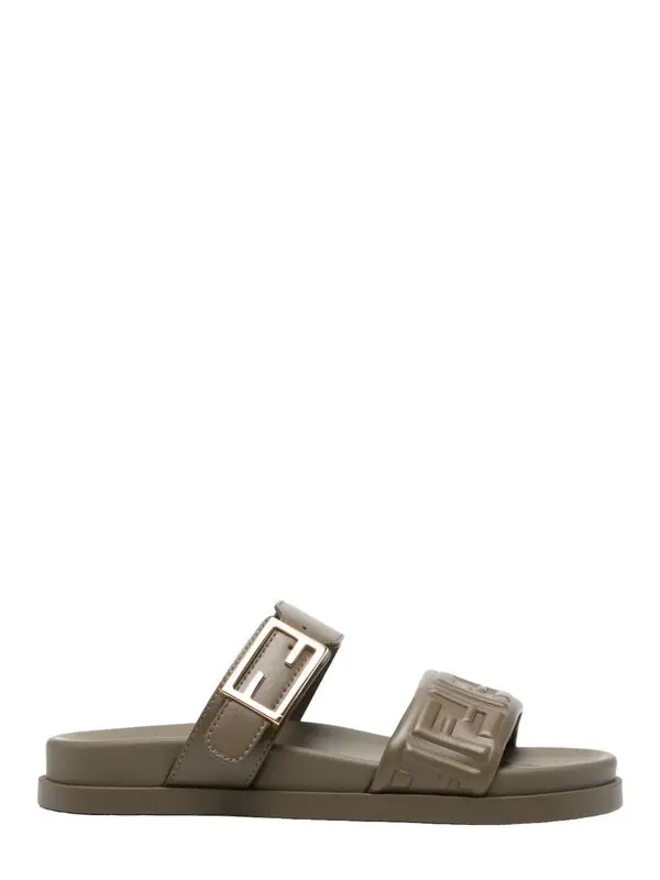 Fendi Feel Leather Sandals - Green