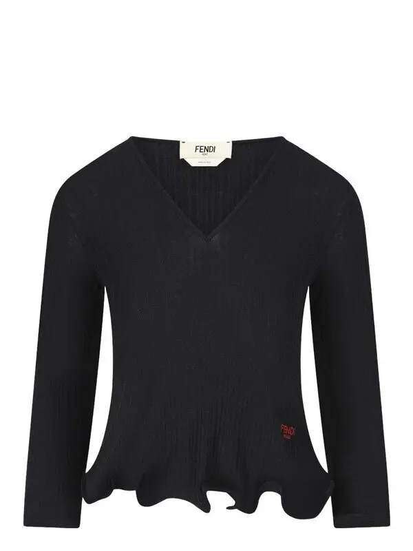 Fendi V-necked Wool Sweater - Black
