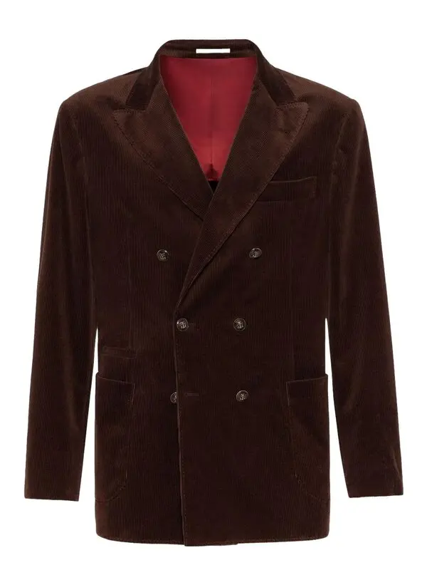 Brunello Cucinelli Cotton Double-breasted Jacket - Brown