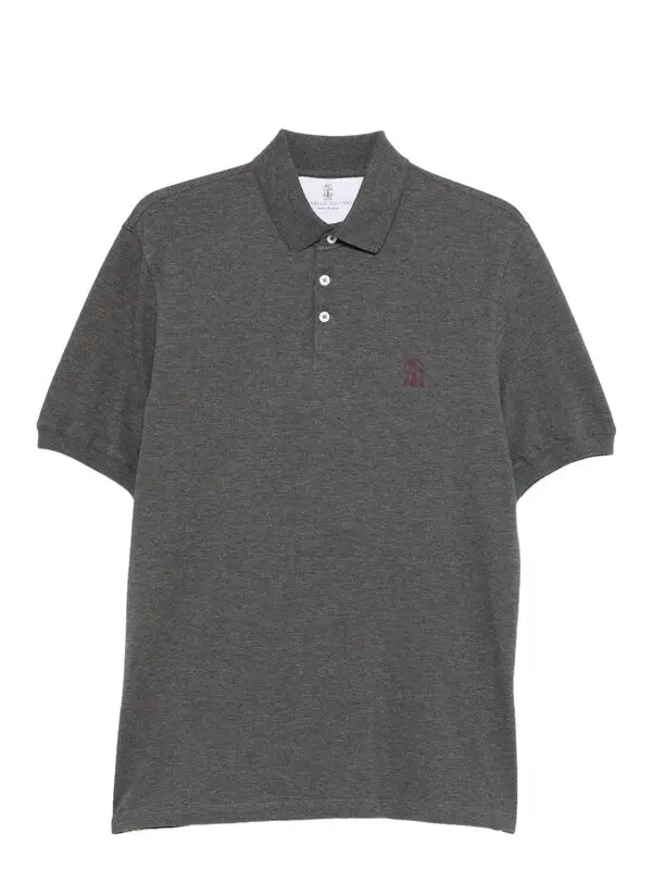 Brunello Cucinelli Logo Cotton Polo Shirt - Grey