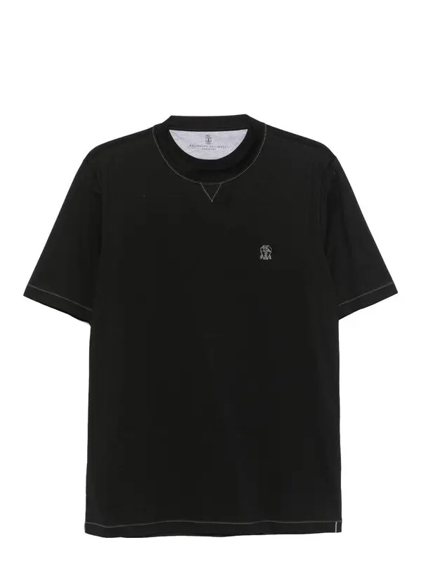 Brunello Cucinelli Logo Cotton T-shirt - Black