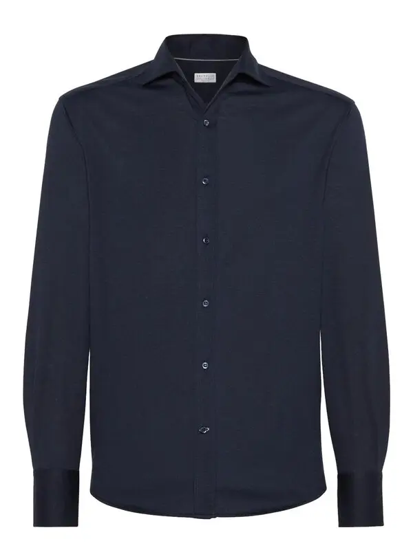 Brunello Cucinelli Silk And Cotton Blend Shirt - Blue
