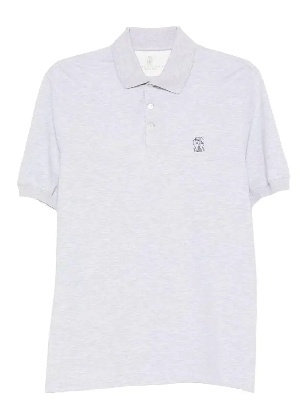 Brunello Cucinelli Logo Cotton Polo Shirt - Grey