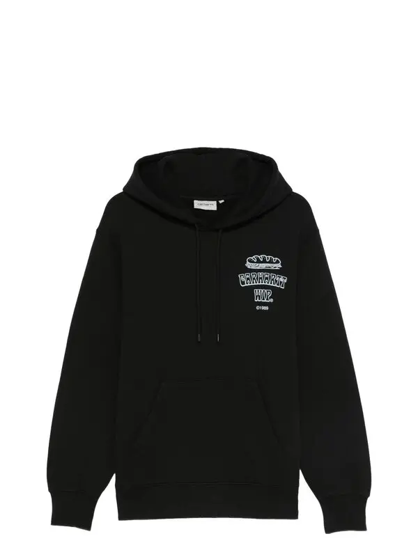 Carhartt Work In Progress Logo Cotton Hoodie - Black