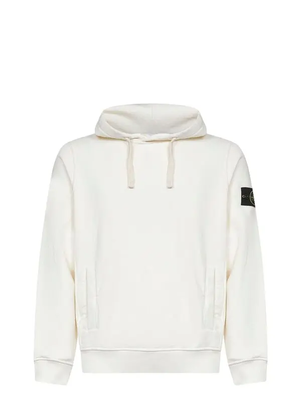 Stone Island Logo Cotton Hoodie - White