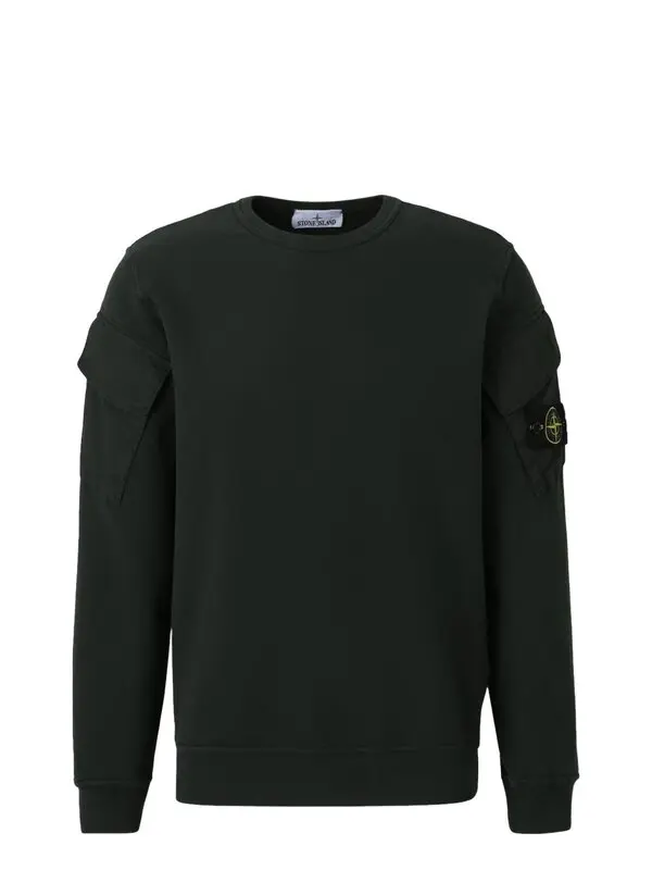 Stone Island Logo Cotton Crewneck Sweatshirt - Green