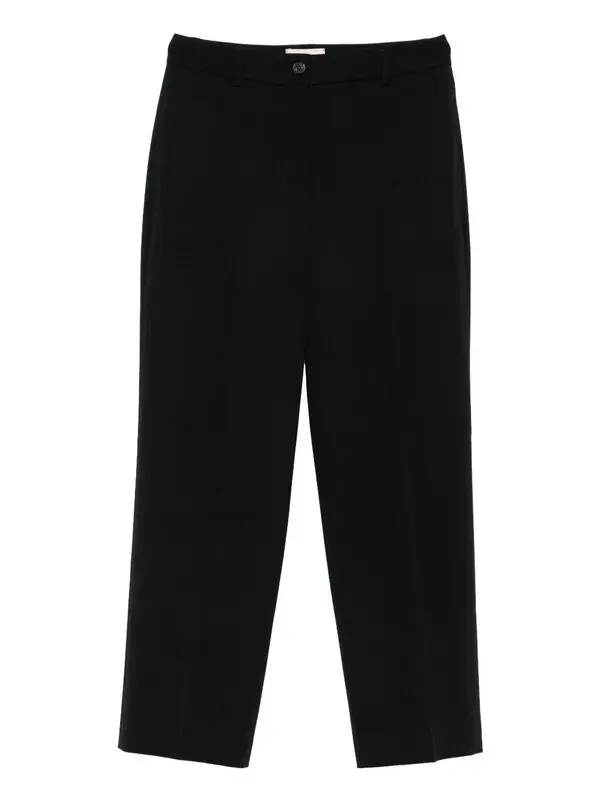 VIA MASINI 80 Wool Blend Straight-leg Trousers - Black