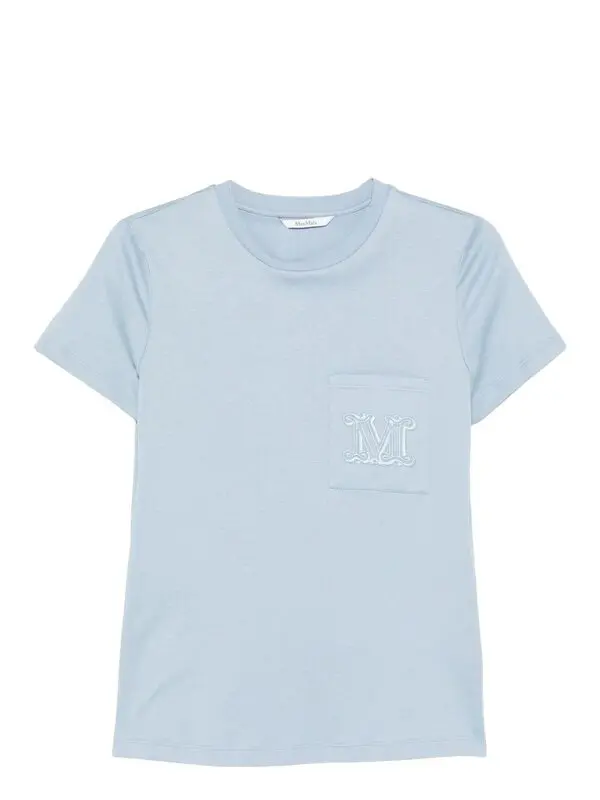 Max Mara Cotton T-shirt With Logo - Sky Blue