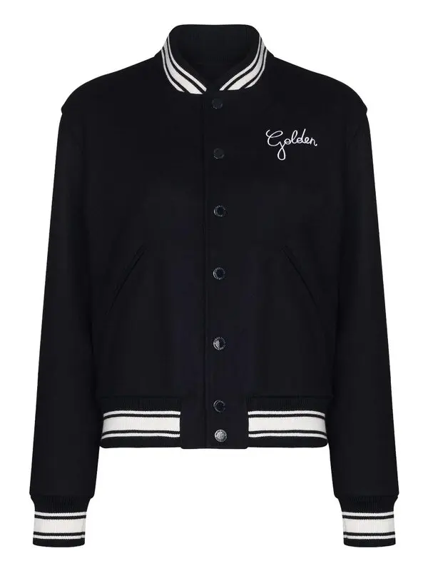 Golden Goose Wool Logo Bomber Jacket - Blue