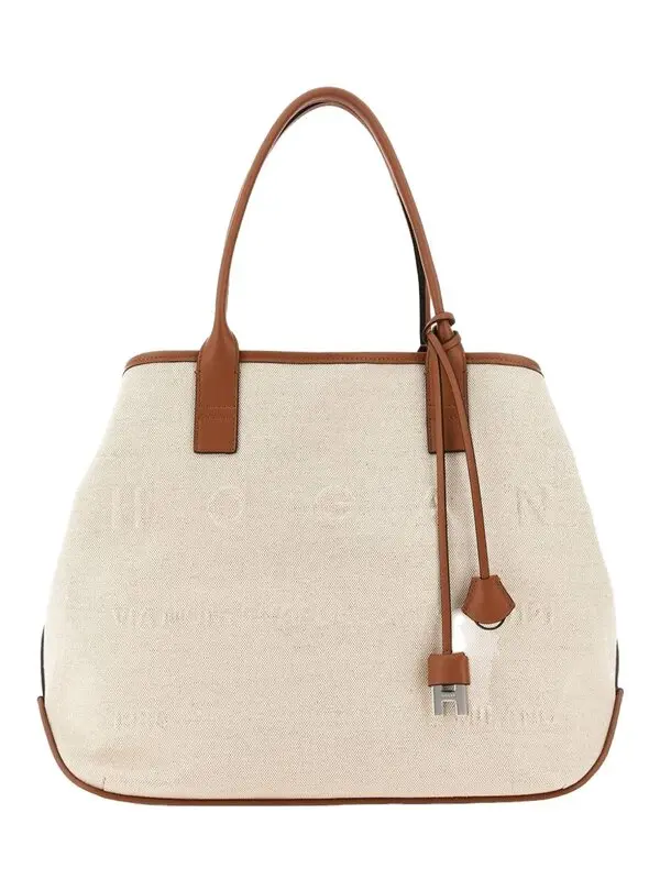 Hogan Script Medium Canvas Tote - White