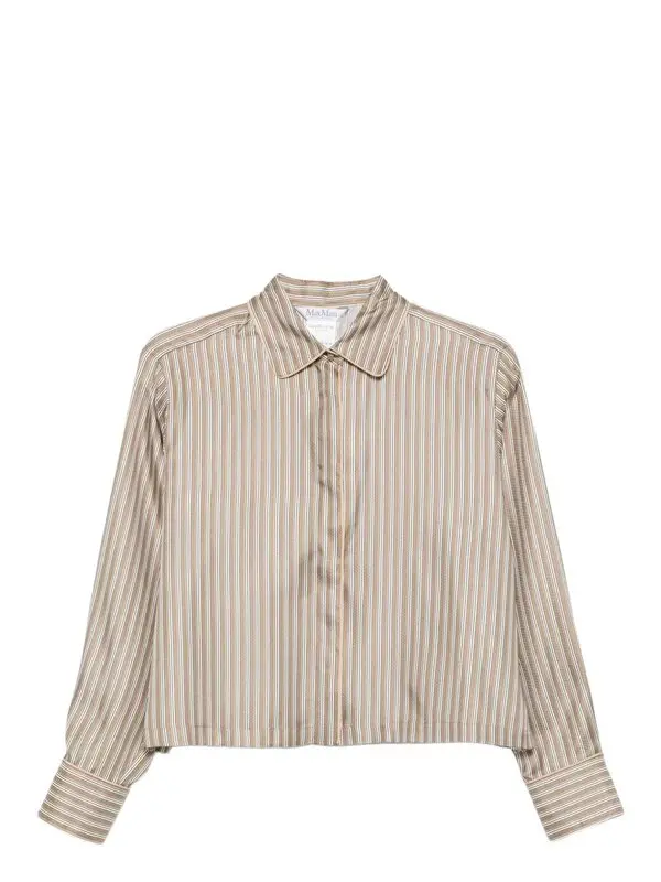 Max Mara Silk Striped Shirt - Brown