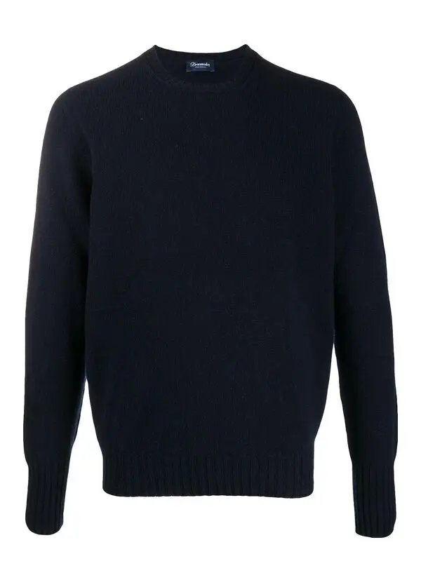 DRUMOHR Round Neck Long Sleeve Sweater - Blue