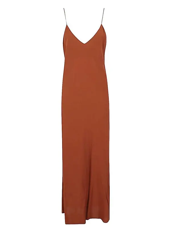 Alberto Biani Georgette Long Slip Dress - Brown