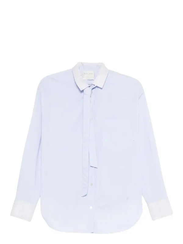 FORTE_FORTE Cotton Tie Neck Shirt - Sky Blue